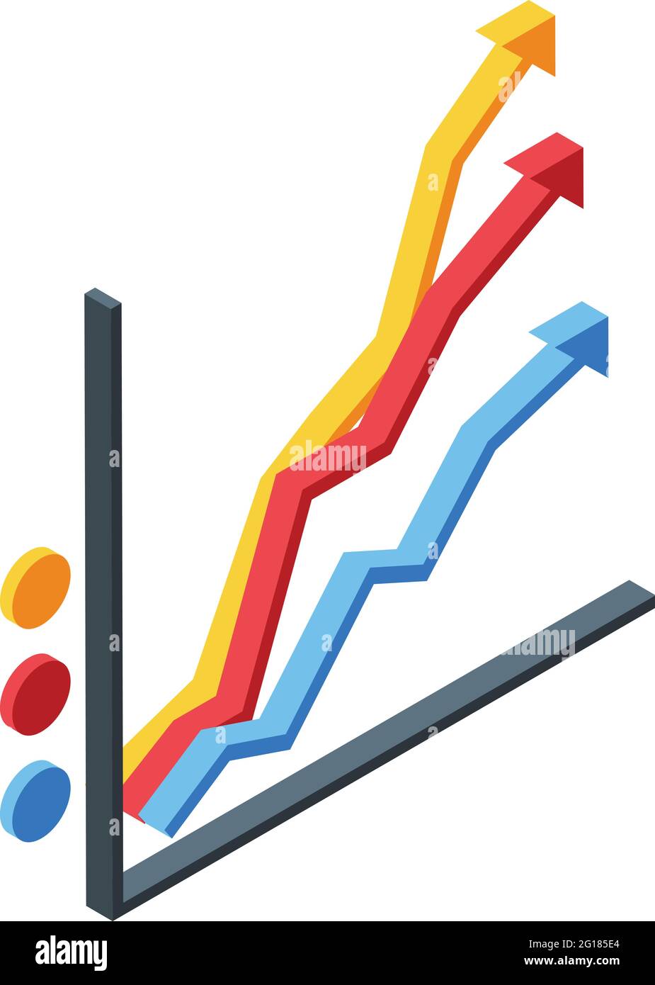 Ranking lines graph icon. Isometric of Ranking lines graph vector icon ...