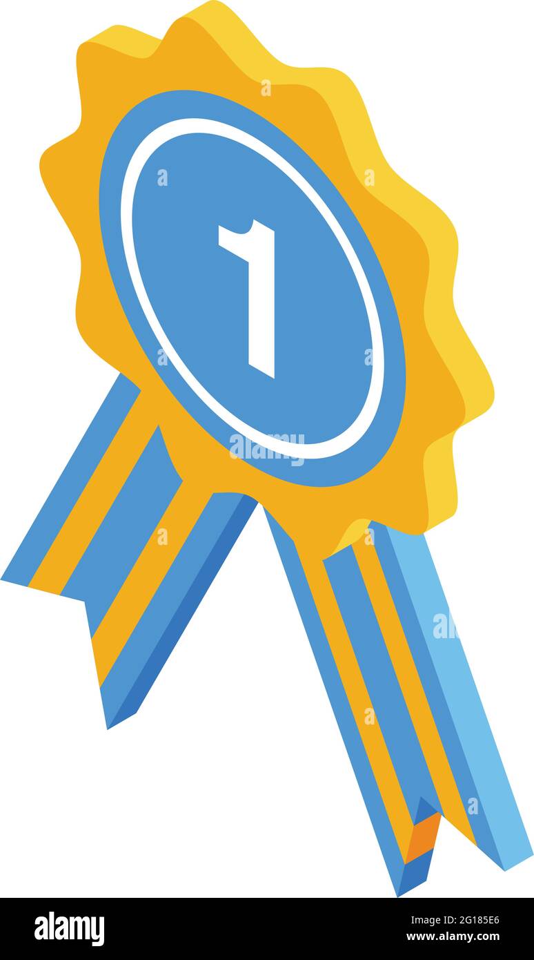 Ranking first emblem icon. Isometric of Ranking first emblem vector ...