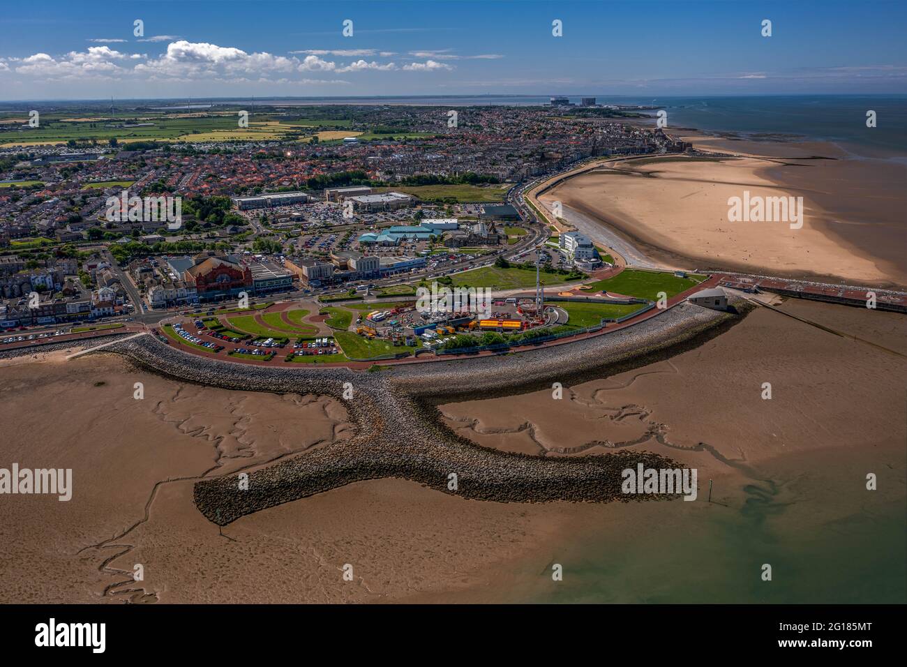 Morecambe Beach Aerial Photography Seafront Fun Fair Stock Photo - Alamy