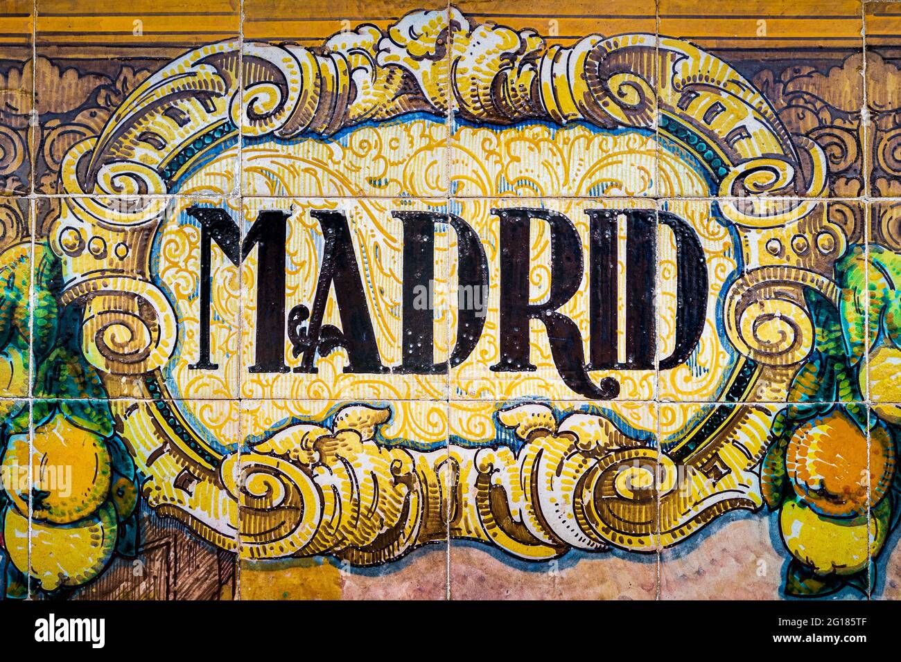 Madrid sign on a mosaic wall Stock Photo - Alamy
