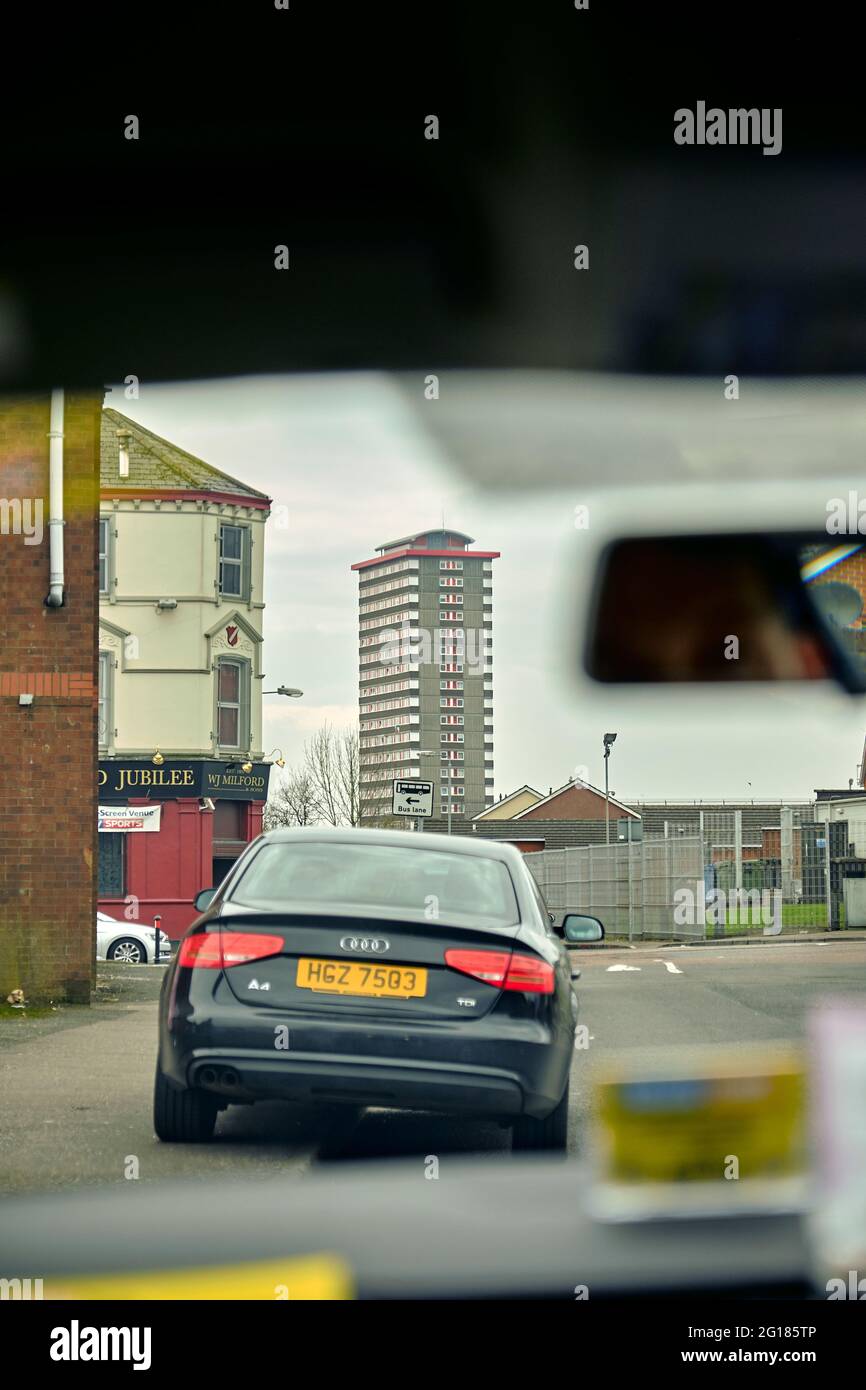 View of Historic Divis tower outpost from the Shankill road, Belfast ...