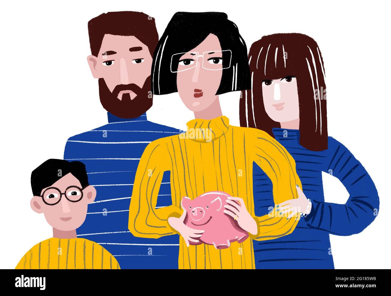Family and money and cartoon hi-res stock photography and images - Alamy