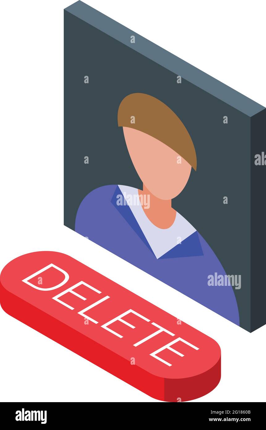 Delete user button icon. Isometric of Delete user button vector icon ...