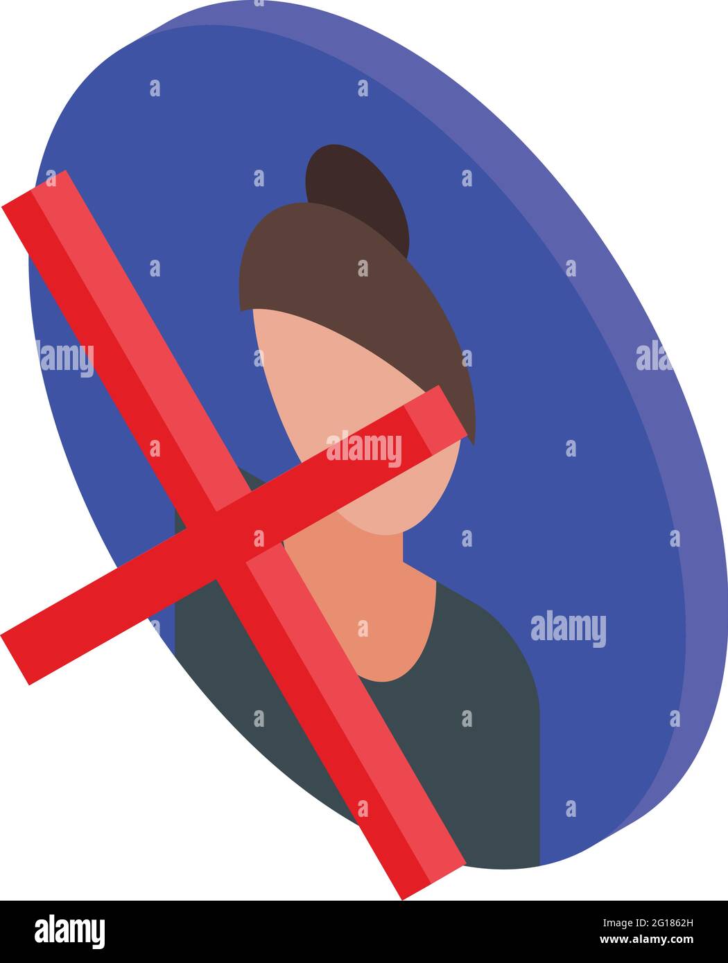 Delete user woman icon. Isometric of Delete user woman vector icon for ...