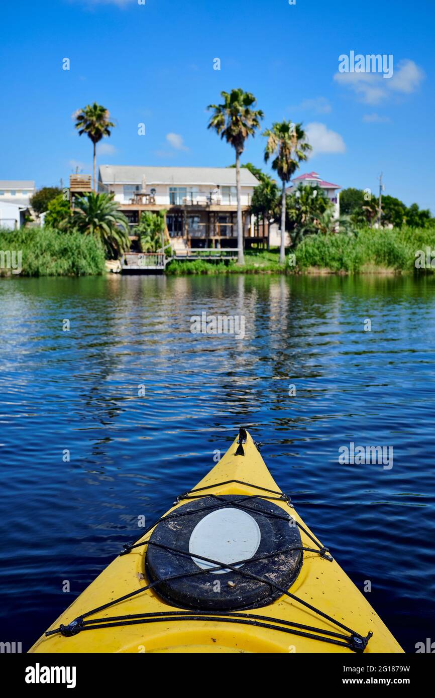 Kayaking on lake with homes behind, Florida, USA Stock Photo - Alamy