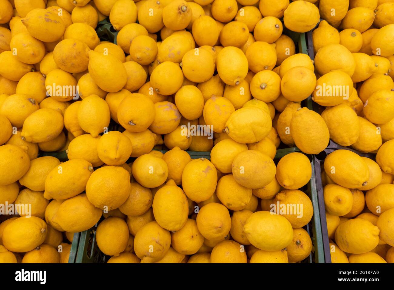 Lemons on the counter in the store Stock Photo - Alamy