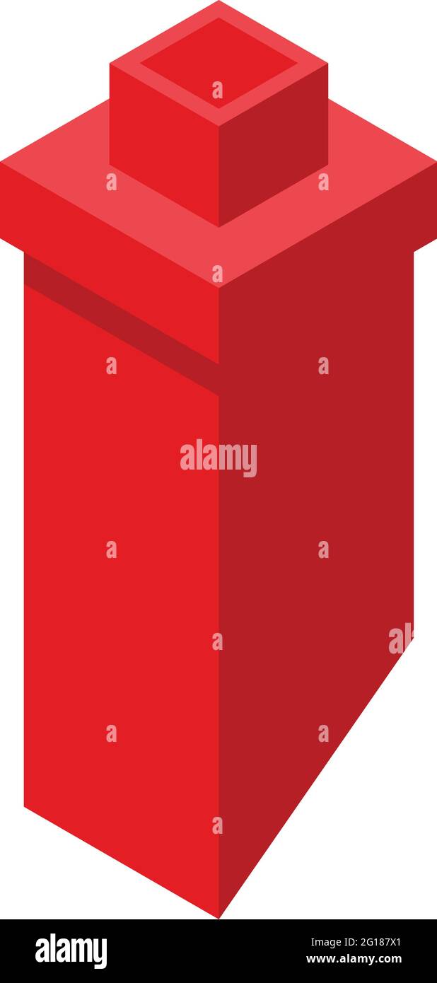 Red brick chimney icon. Isometric of Red brick chimney vector icon for ...