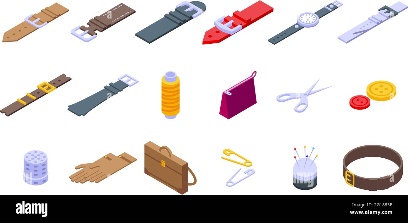 Haberdashery icons set. Isometric set of haberdashery vector icons for ...