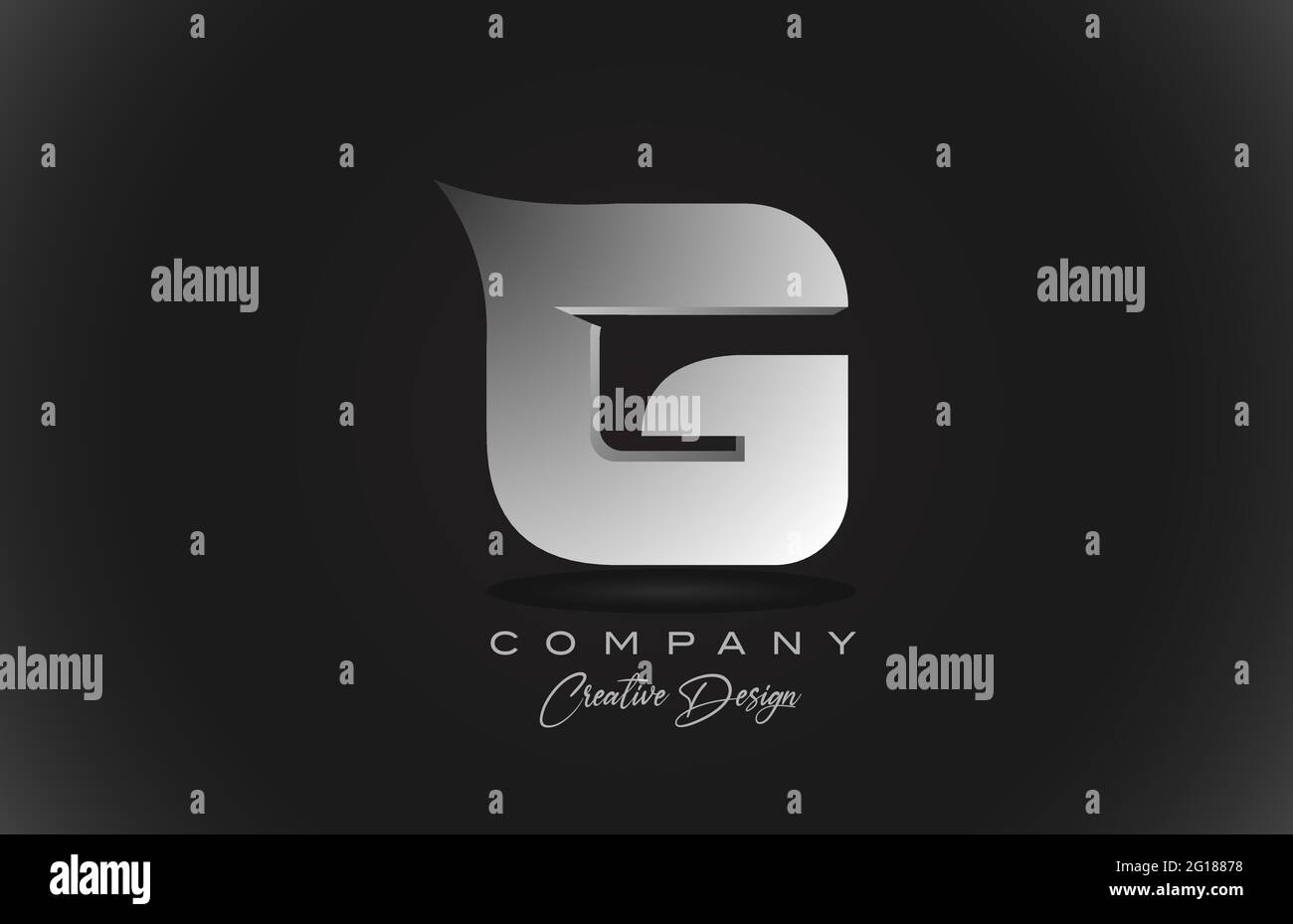 G white gradient alphabet letter logo icon with black background ...