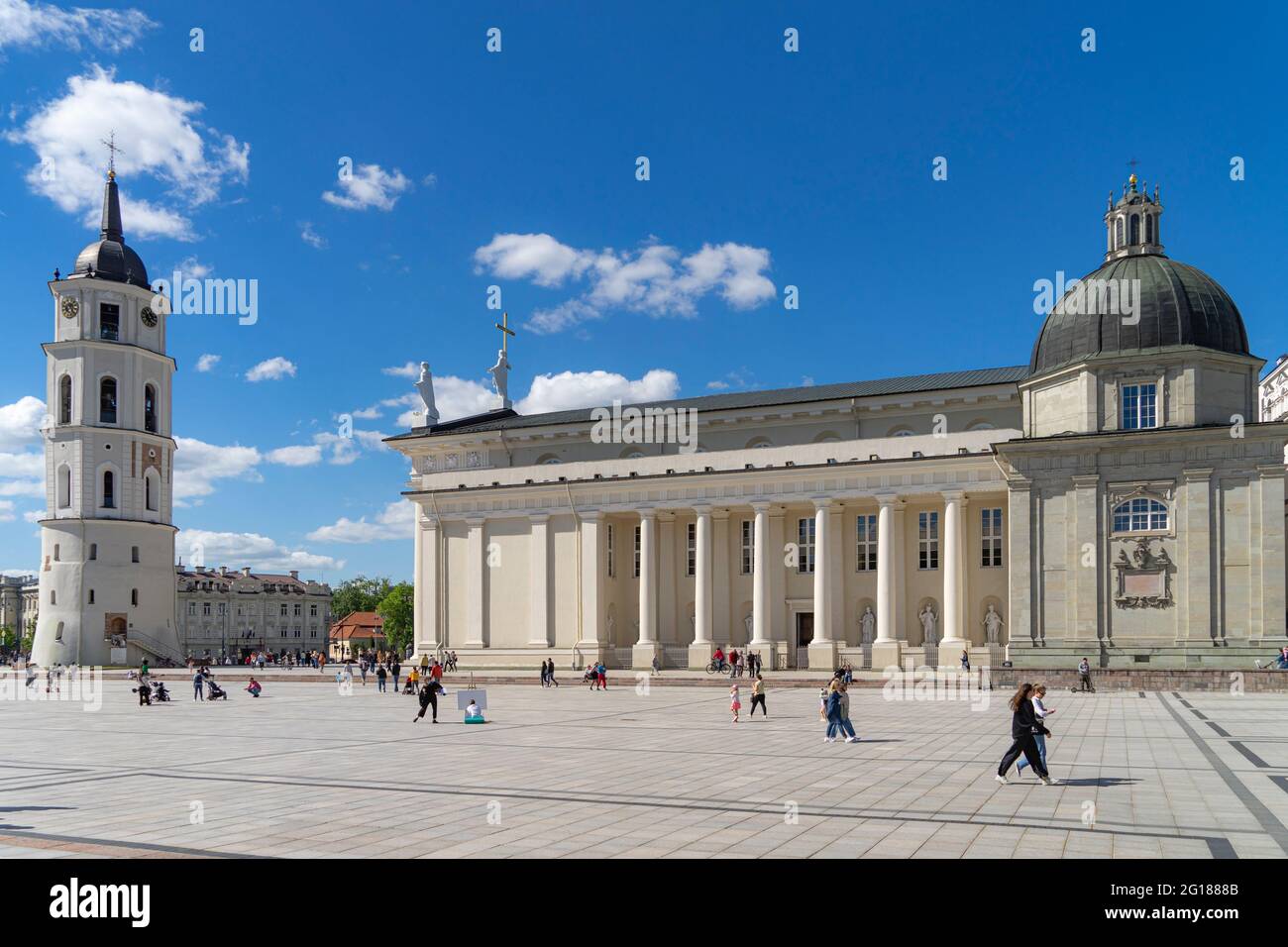 Vilnius, Lithuania - May 30, 2021: People enjoy sunny weekend day. The ...