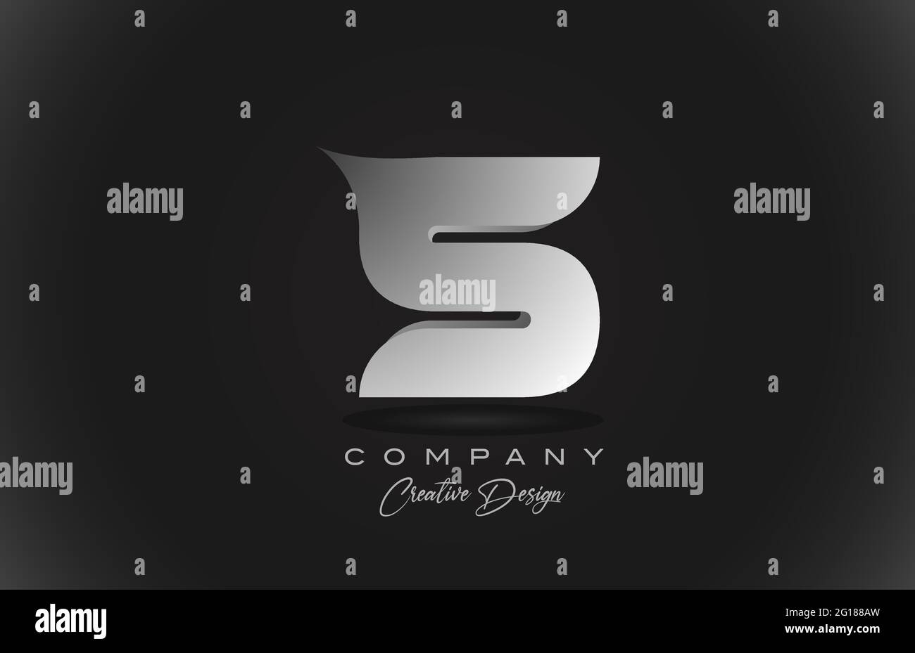 S white gradient alphabet letter logo icon with black background ...
