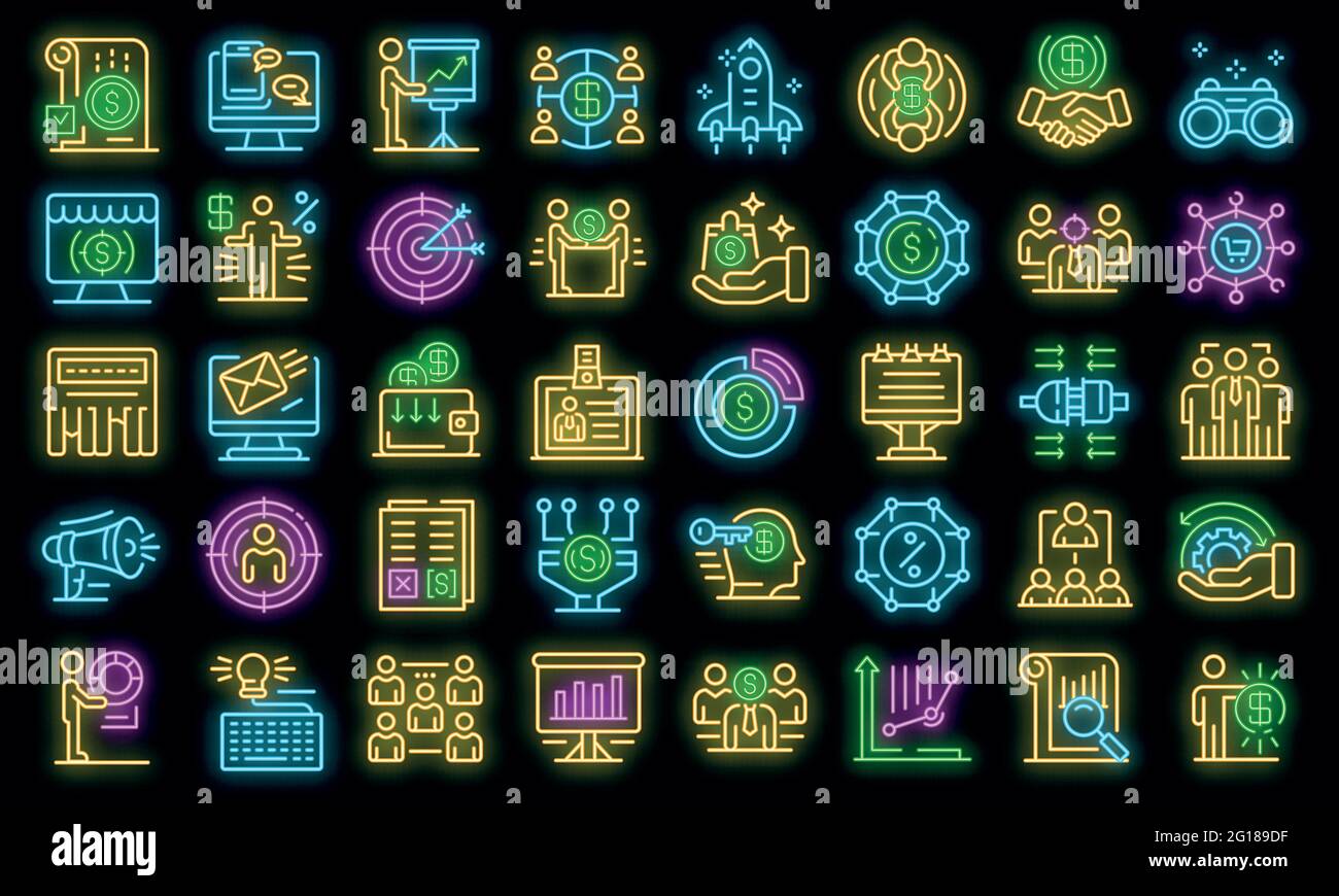 Account manager icons set. Outline set of account manager vector icons ...