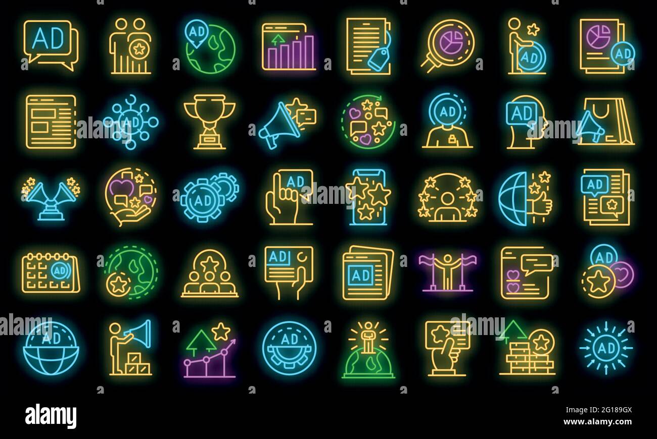 Advertising Manager icons set. Outline set of Advertising Manager ...