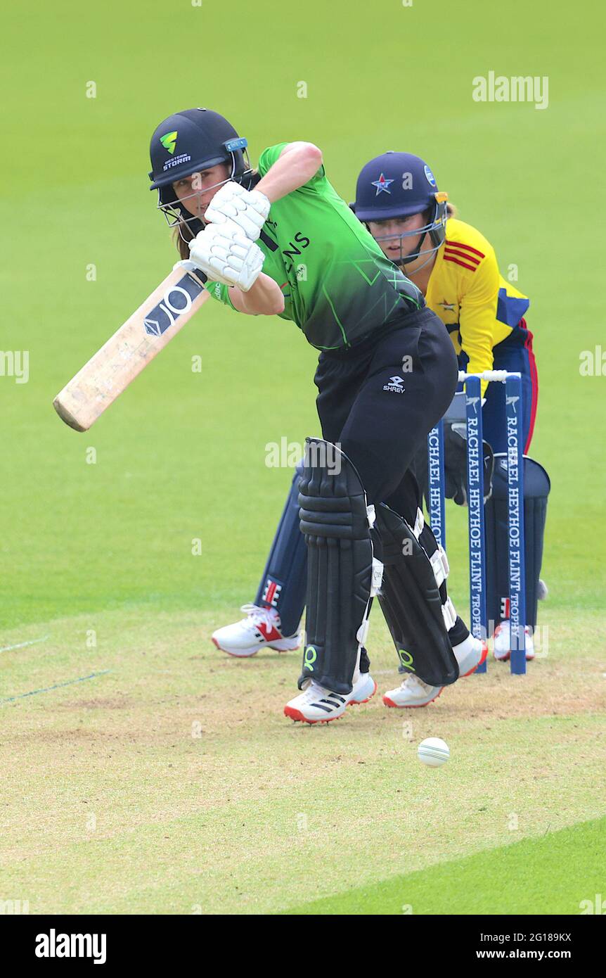 5 June, 2021. London,UK. The Storm’s Sophie Luff batting as The South ...