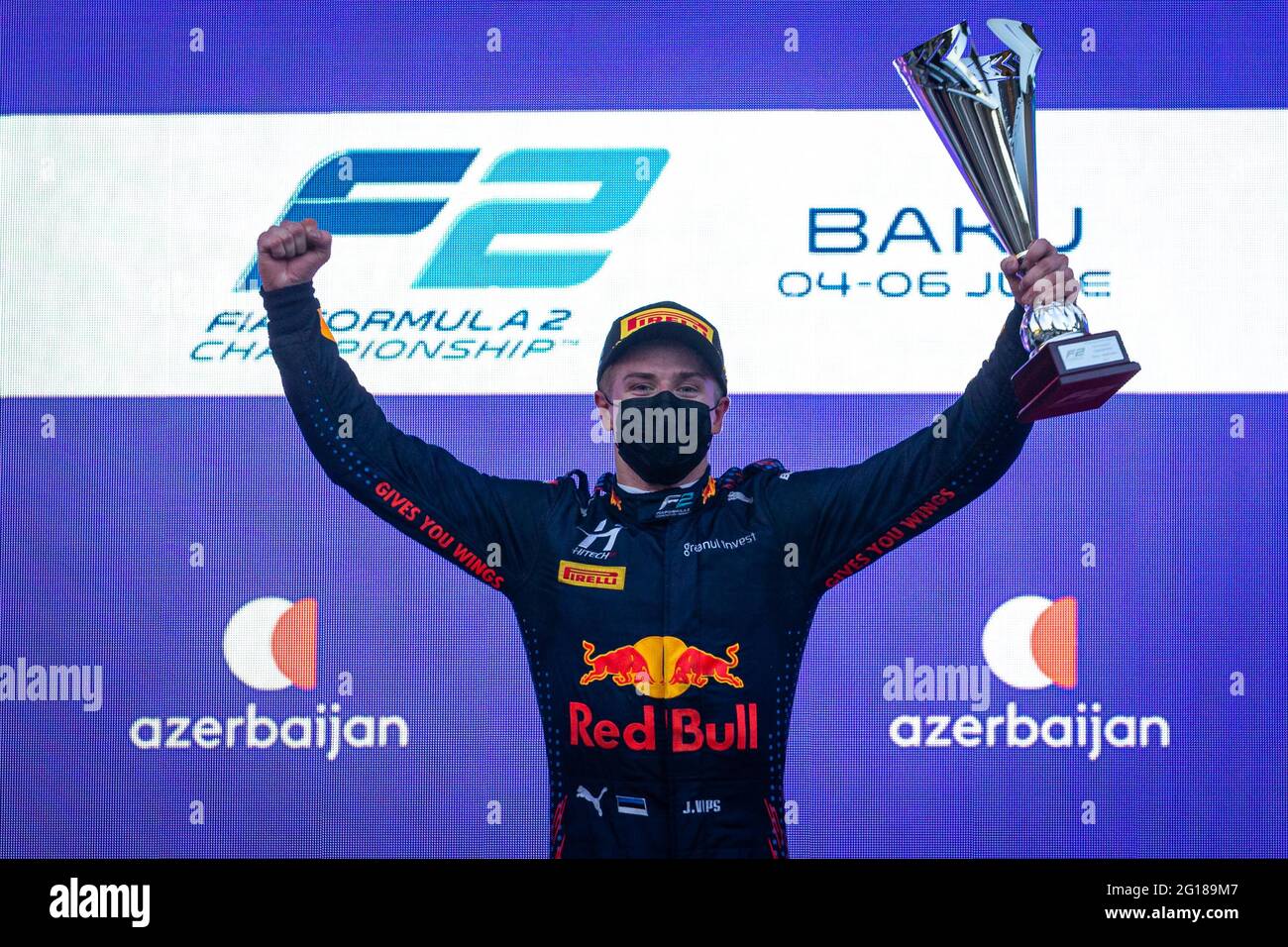 Podium Race 1 with Vips Juri (est), Hitech Grand Prix, Dallara F2 ...