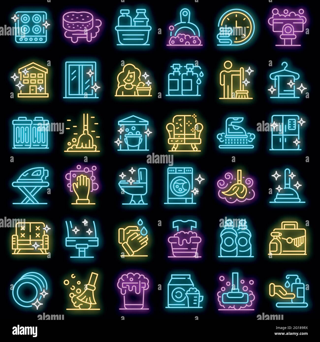 Cleaning services icons set. Outline set of cleaning services vector ...