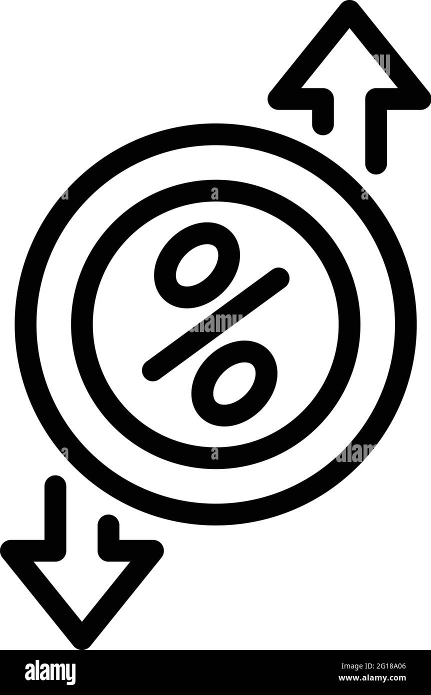 Money coin percent icon. Outline Money coin percent vector icon for web ...