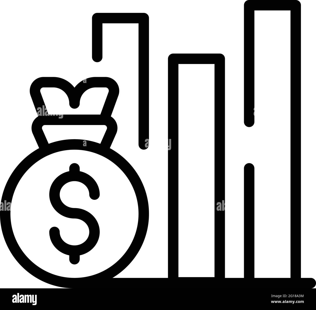 Money graph chart icon. Outline Money graph chart vector icon for web ...