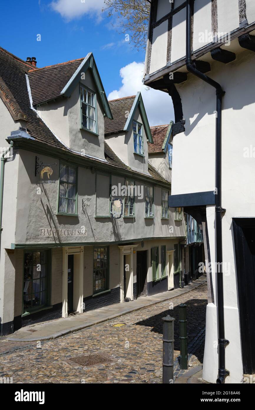 Ancient street in the centre of Norwich, UK Stock Photo - Alamy