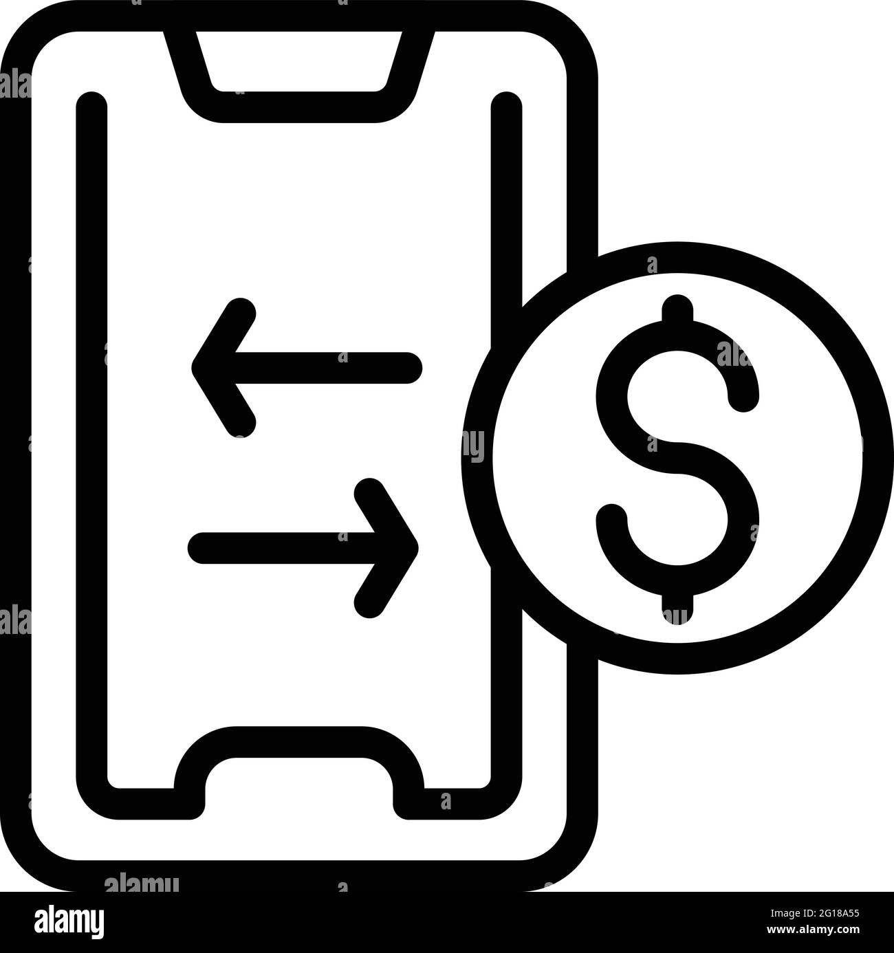 Smartphone cash icon. Outline Smartphone cash vector icon for web ...