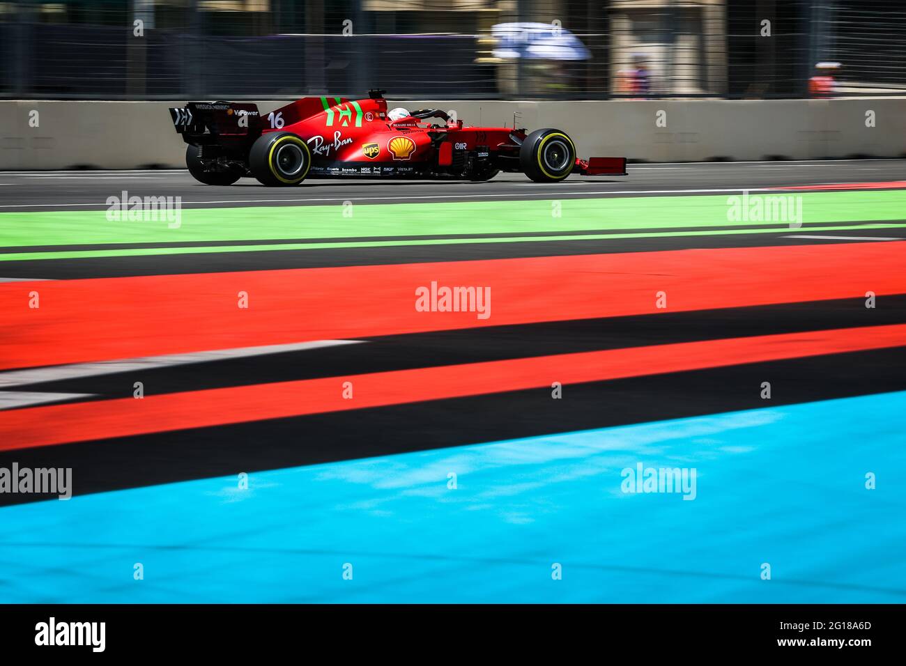 16 LECLERC Charles (mco), Scuderia Ferrari SF21, action during the Formula 1 Azerbaijan Grand ...