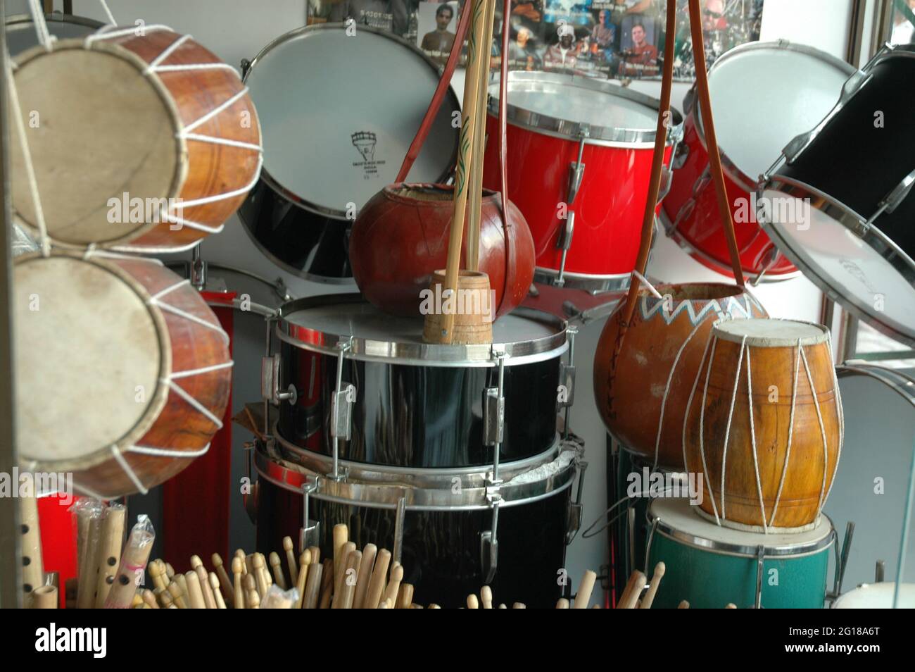 A shop of musical instruments. Dhaka, Bangladesh. June 16, 2007 Stock ...