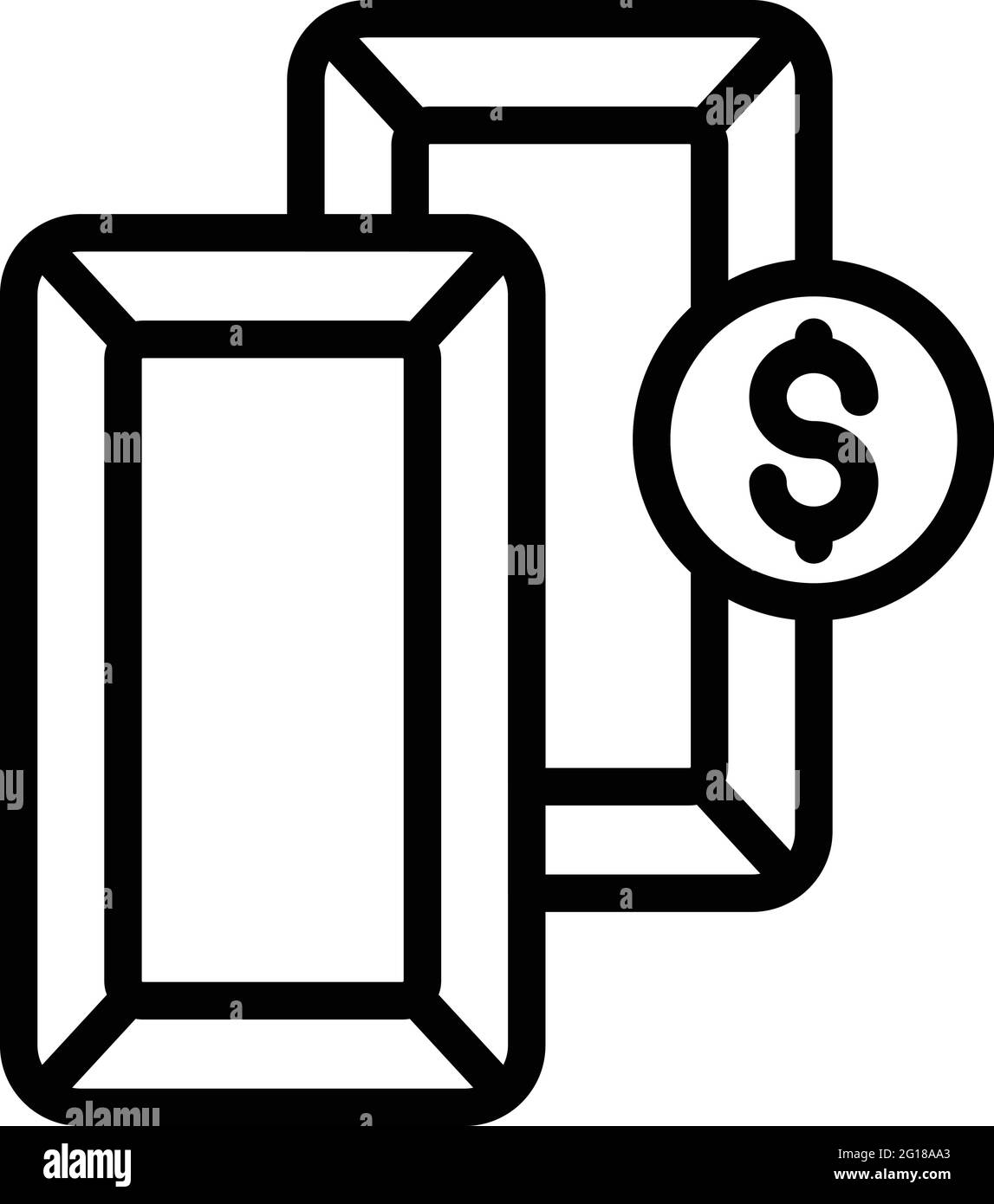 Gold bank reserves bars dollar icon. Outline Gold bank reserves bars ...
