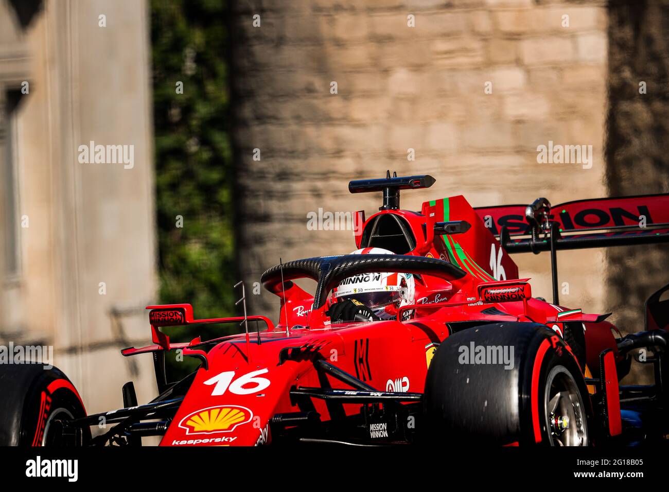 16 LECLERC Charles (mco), Scuderia Ferrari SF21, action during the Formula 1 Azerbaijan Grand ...