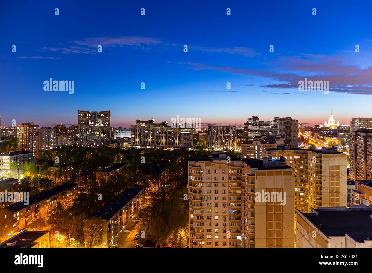 Aerial view of Moscow (night), Russia Stock Photo - Alamy