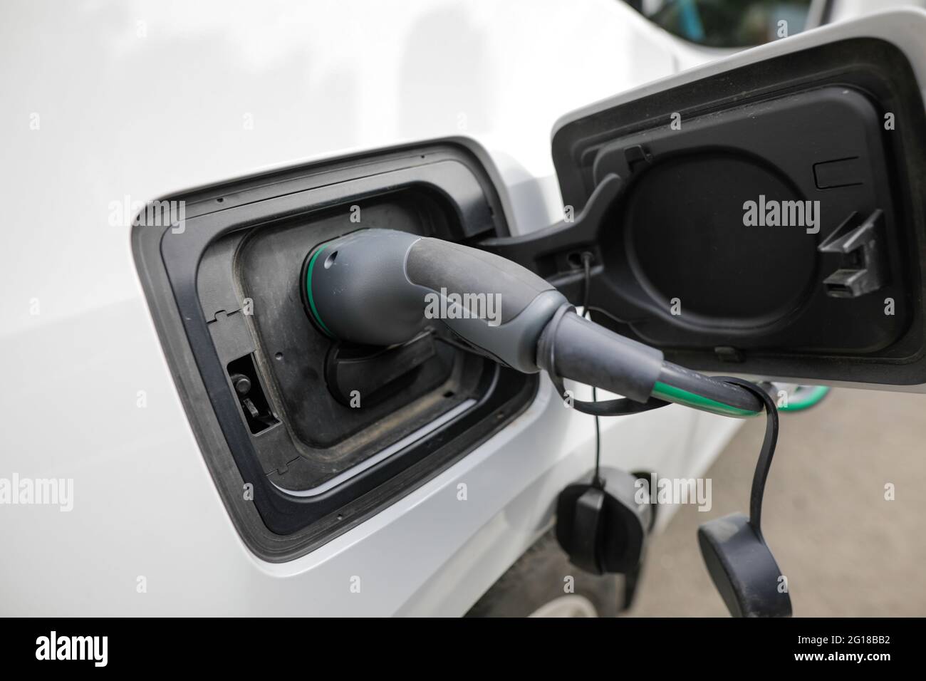 Shallow depth of field (selective focus) image with an electric car ...