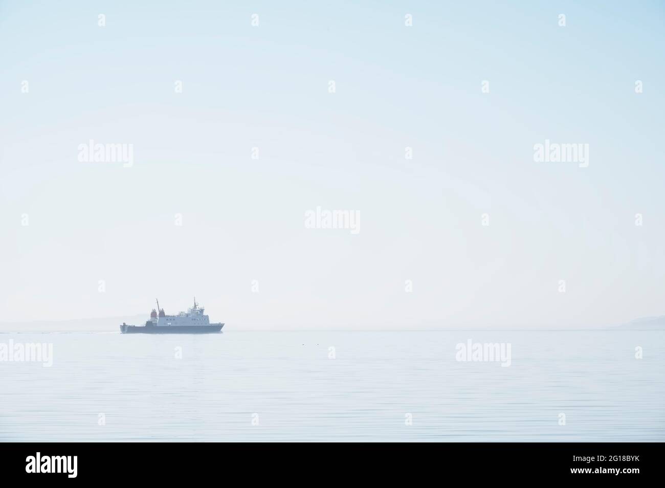 single boat mindfulness empty background with ocean and blank sky Stock ...