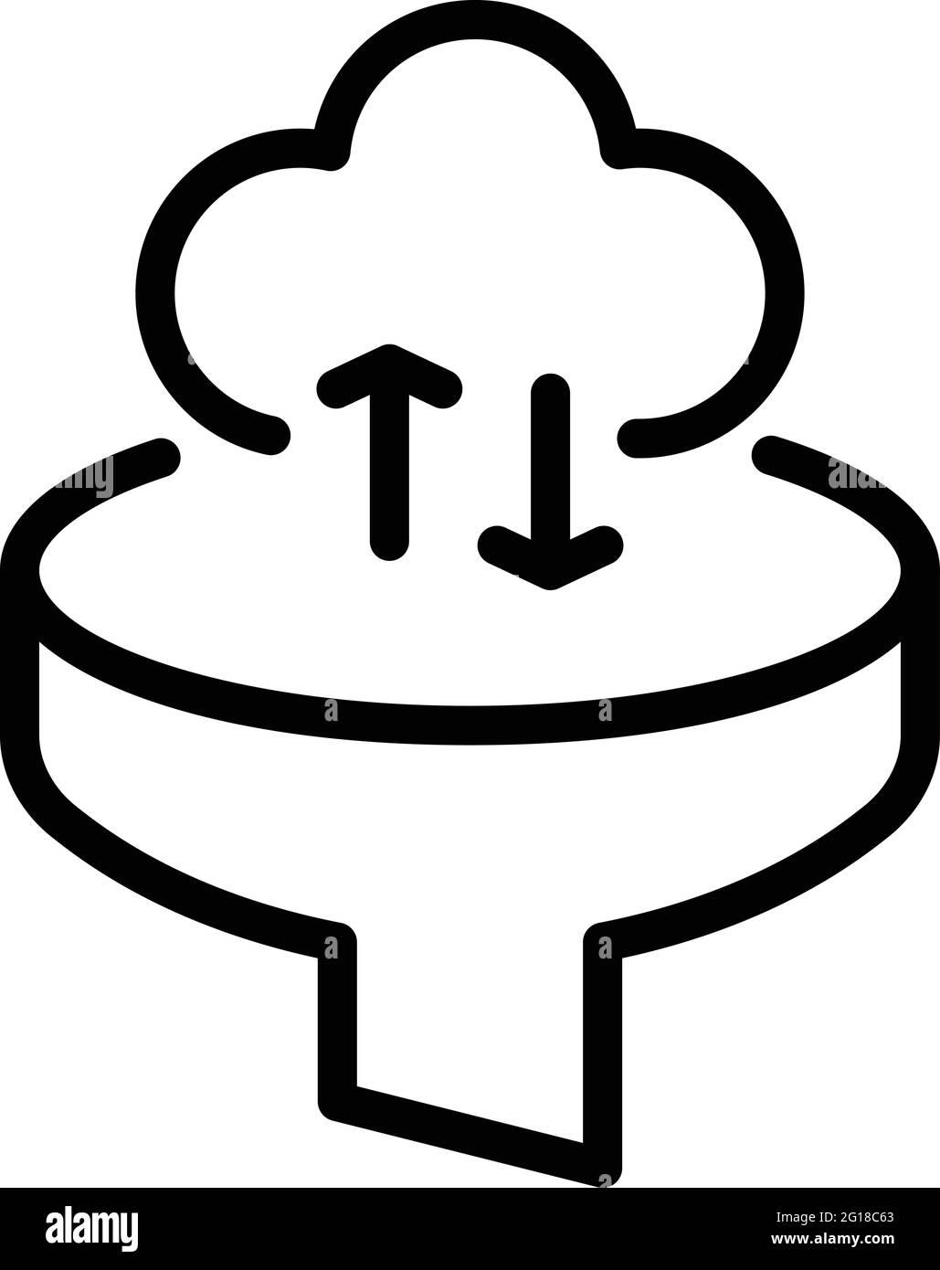 Funnel data cloud icon. Outline Funnel data cloud vector icon for web design isolated on white ...