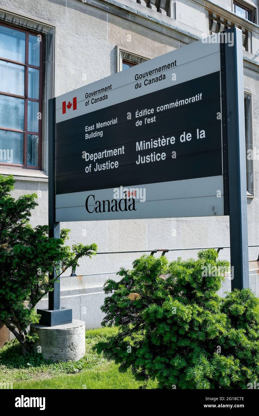 Ottawa, Ontario, Canada - June 4, 2021: A sign for the Canadian ...