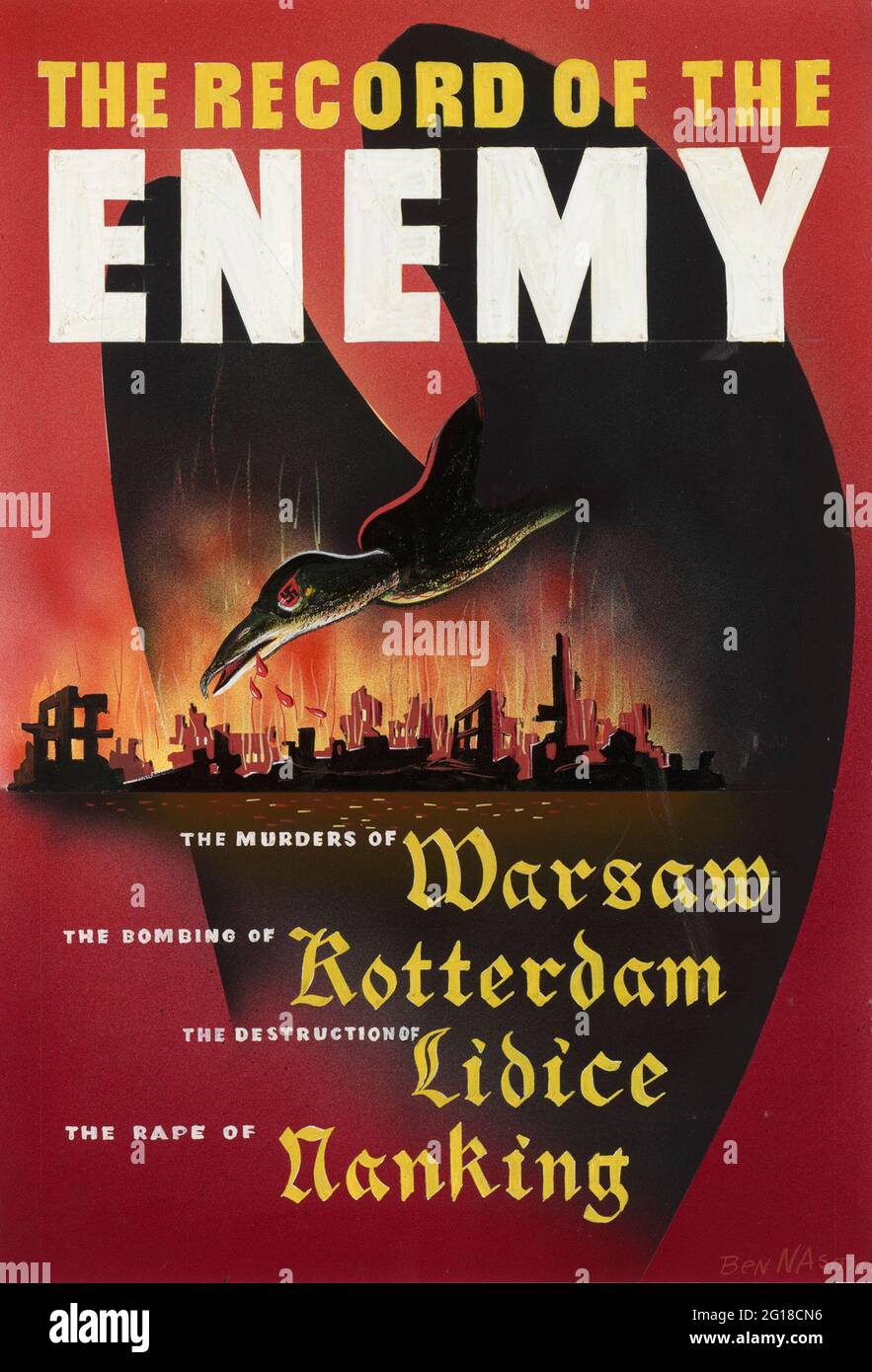 An old anti -Nazi WW2 poster with the slogan The Record of The Enemy ...