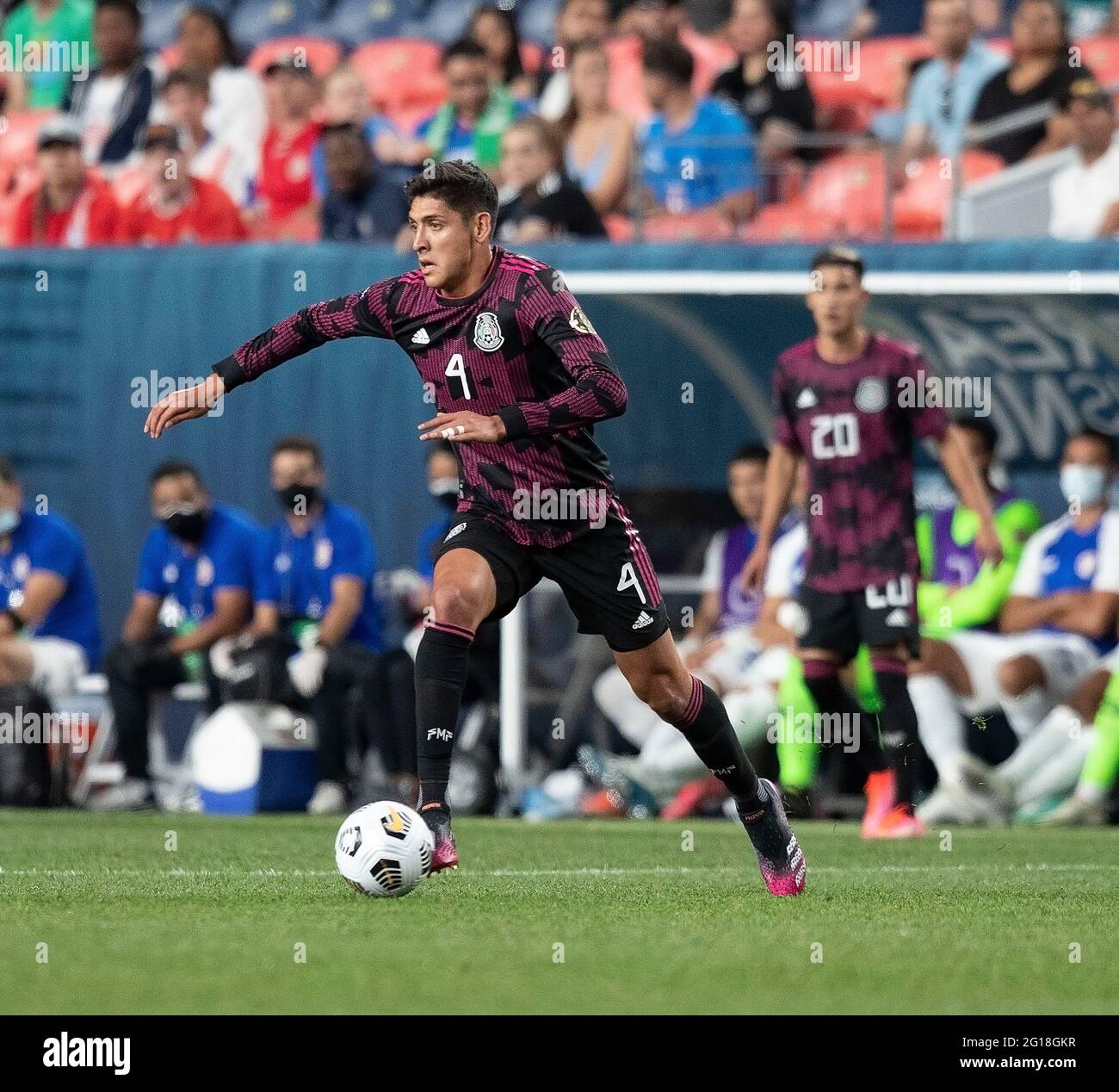 Denver, Colorado, USA. 3rd June, 2021. Mexico MF EDSON ALVAREZ dribbles the ball during the 1st ...