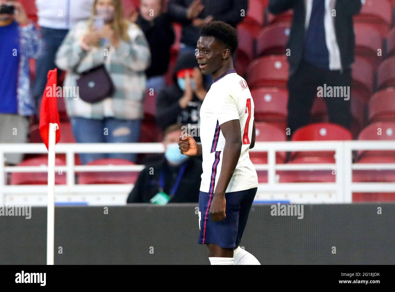 Middlesborough, United Kingdom. 02 June 2021. England’s Bukayo Saka ...