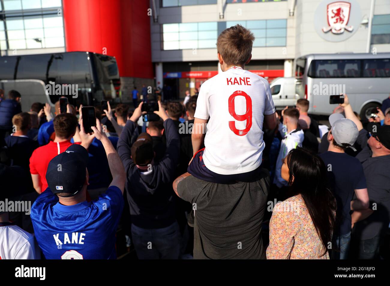 Middlesborough, United Kingdom. 02 June 2021. A young fan wearing a ...