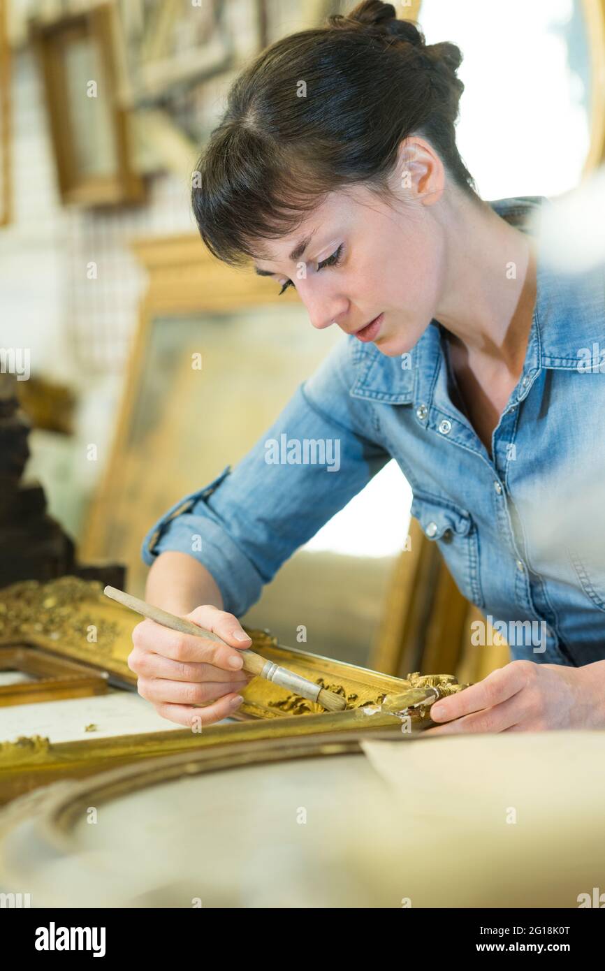 restoring antique picture frame Stock Photo - Alamy