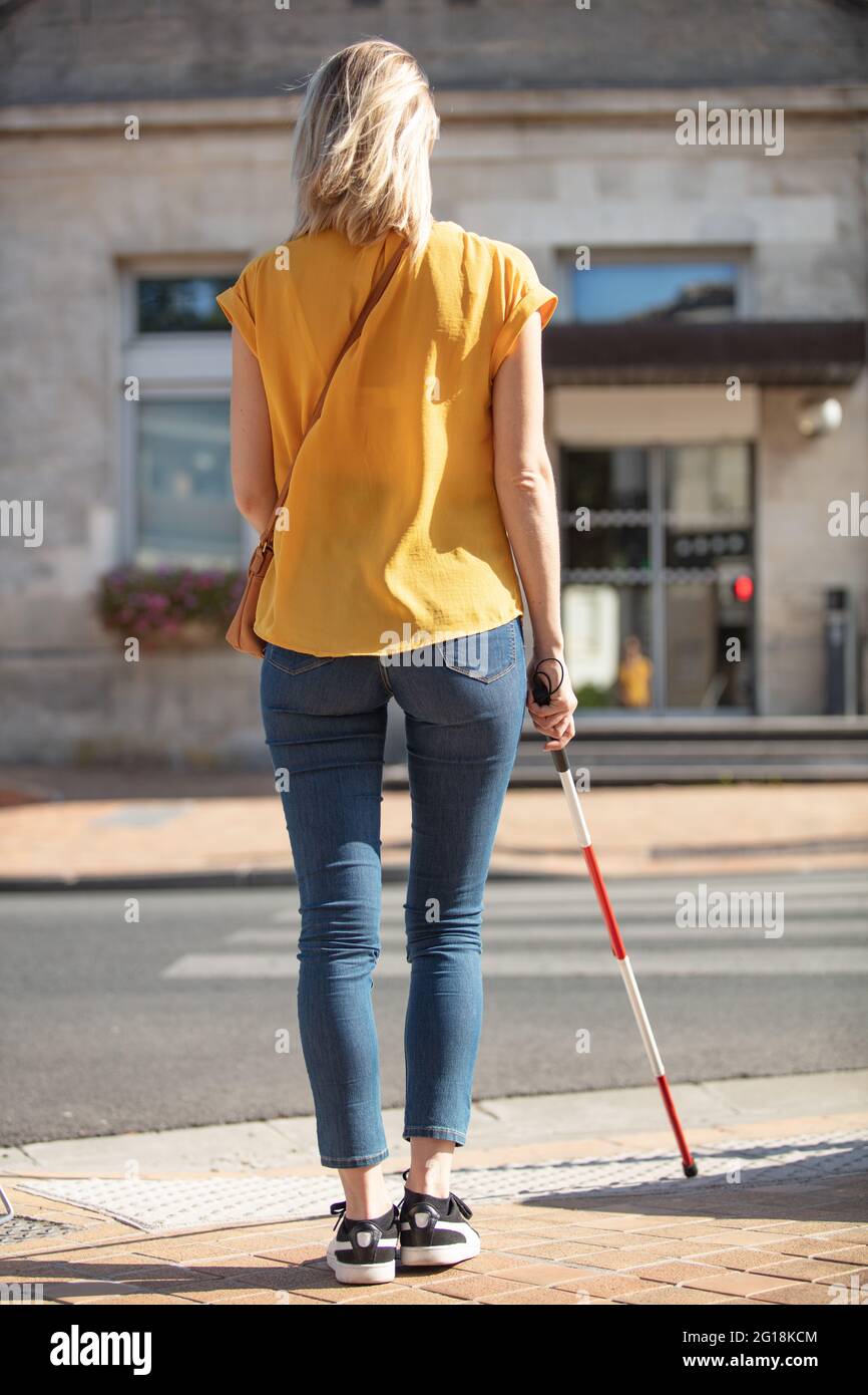 Blind Woman With Stick