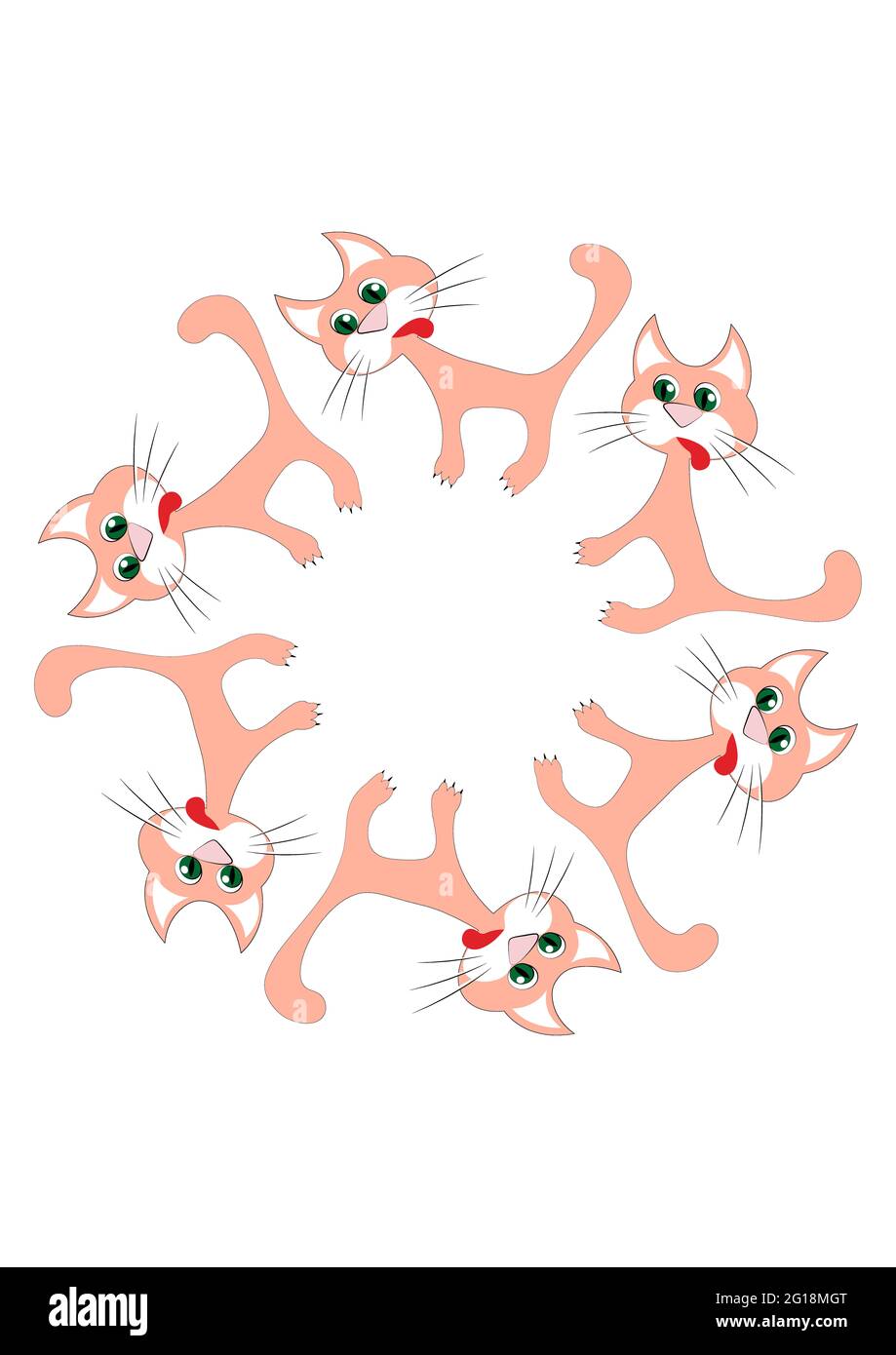 Frames of stylized cats on a white sheet of A4 format, surreal ...