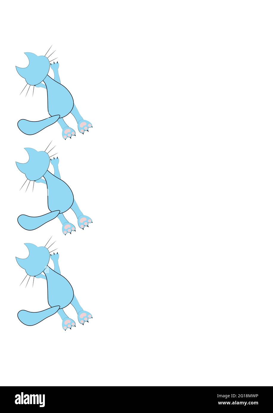 Frames of stylized cats on a white sheet of A4 format, surreal ...