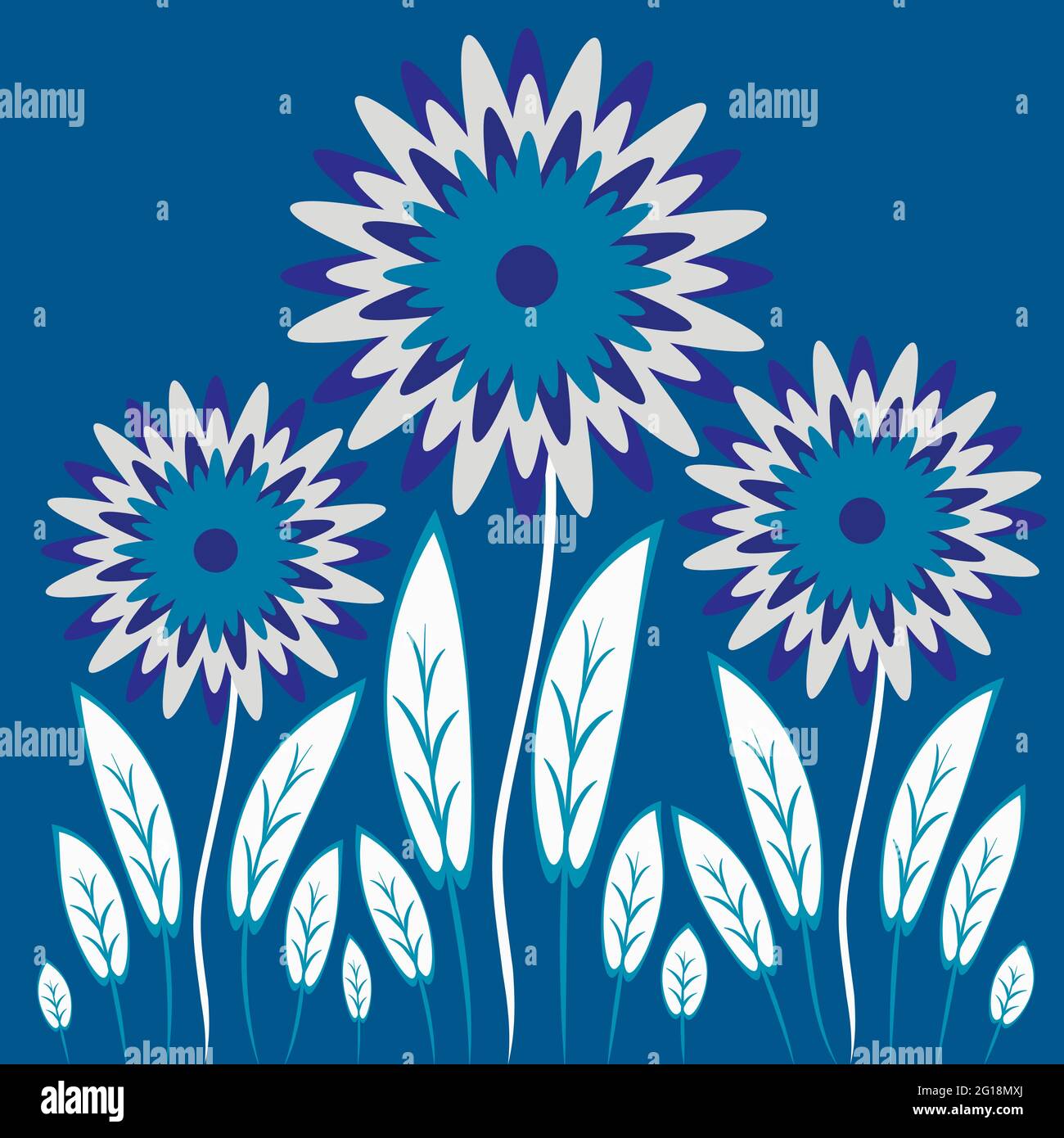 Abstract illustration on a square background - stylized flowers ...