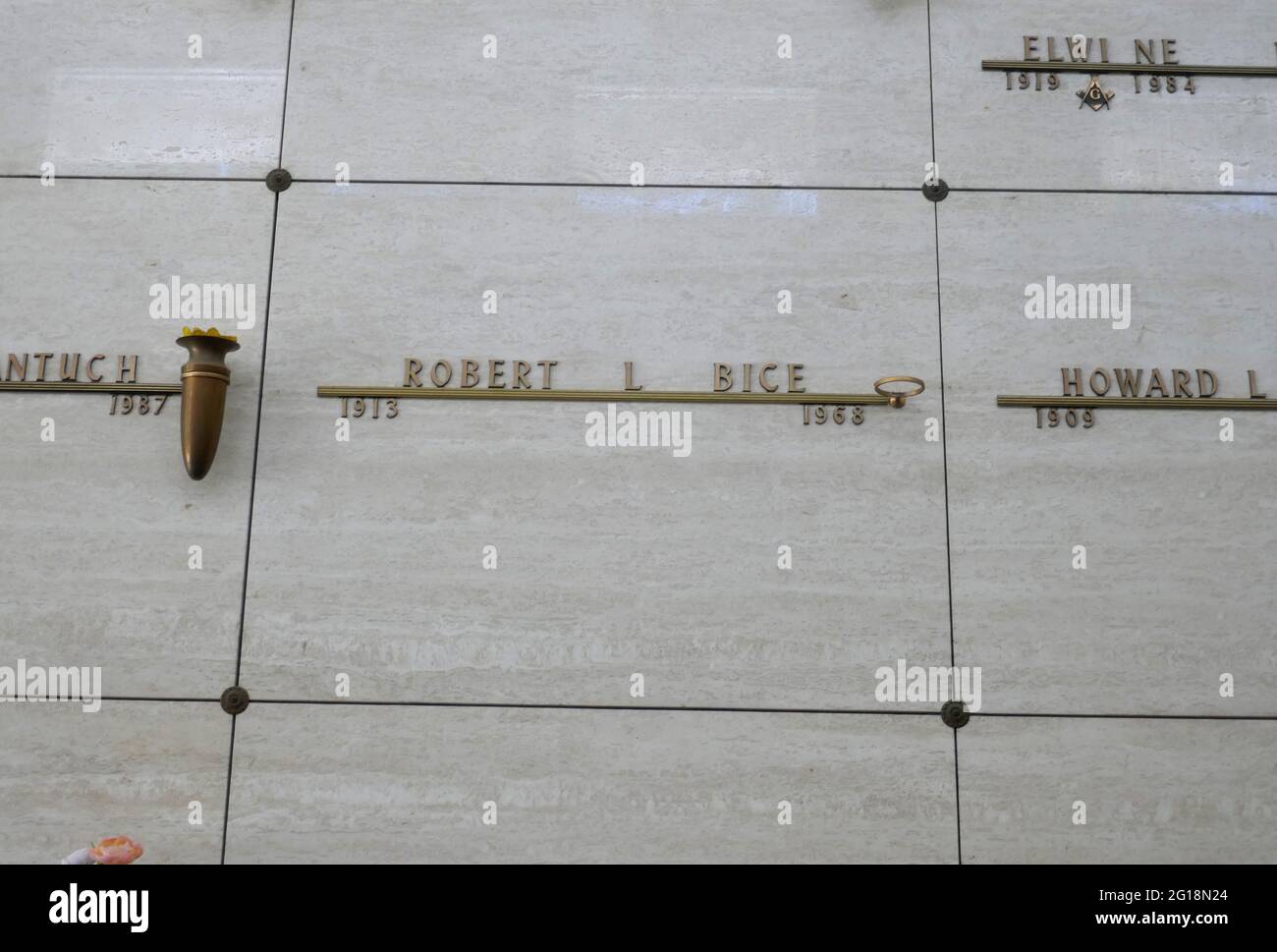 Newhall, California, USA 4th June 2021 A general view of atmosphere of actor Robert Bice Grave ...