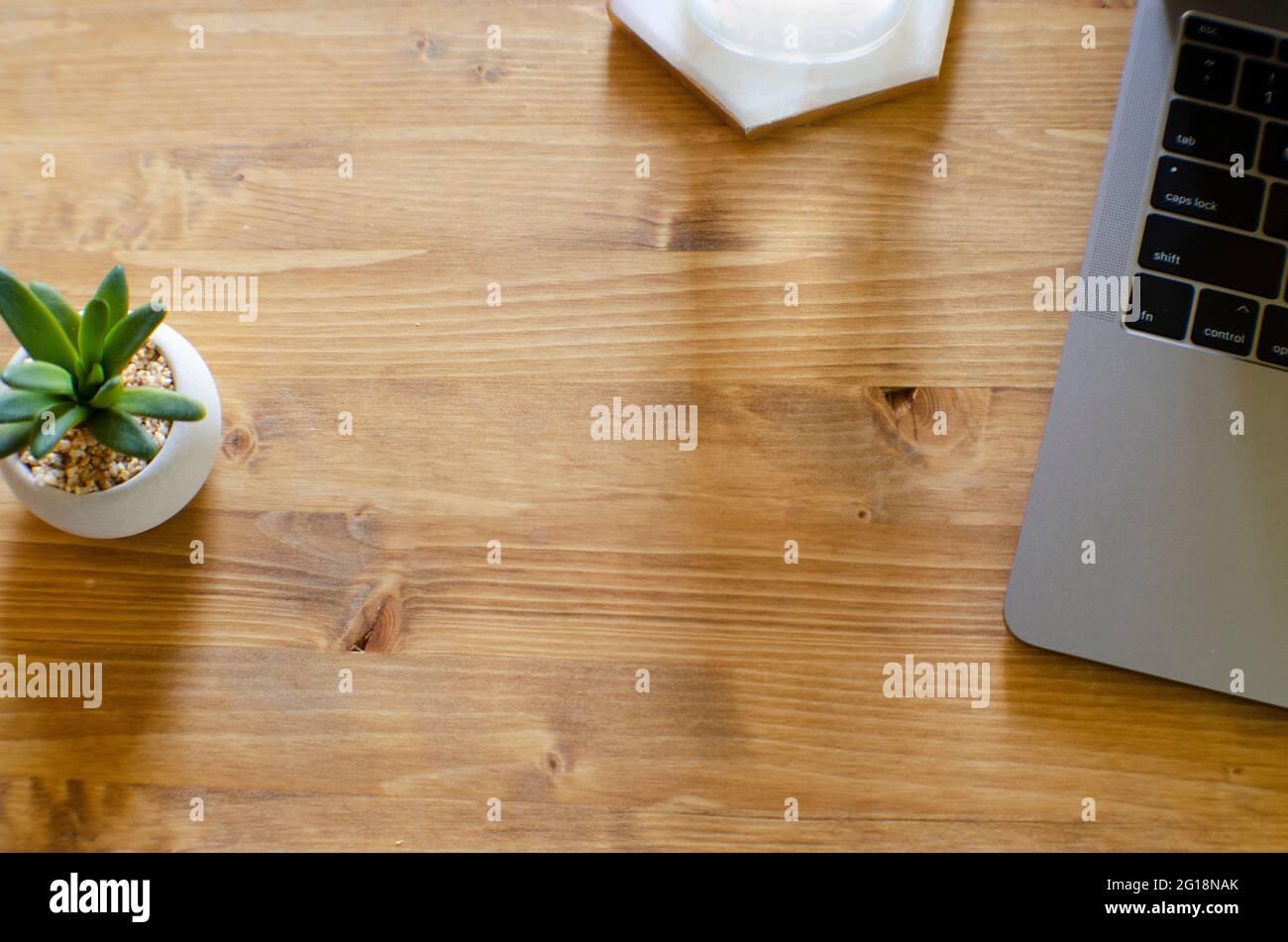 Overhead shot of desk Stock Photo - Alamy