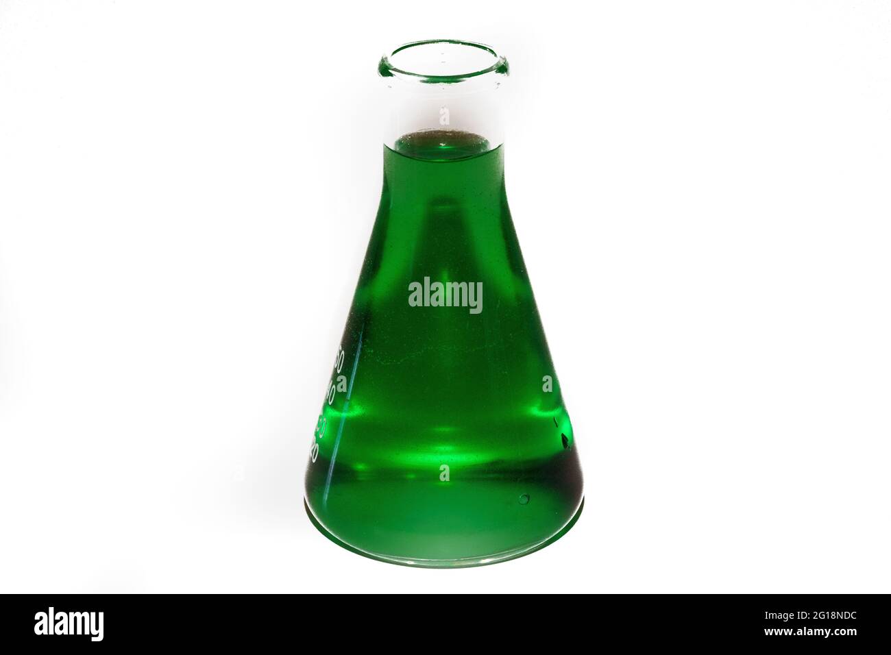 The color liquid in a glass beaker on a white background Chemistry ...