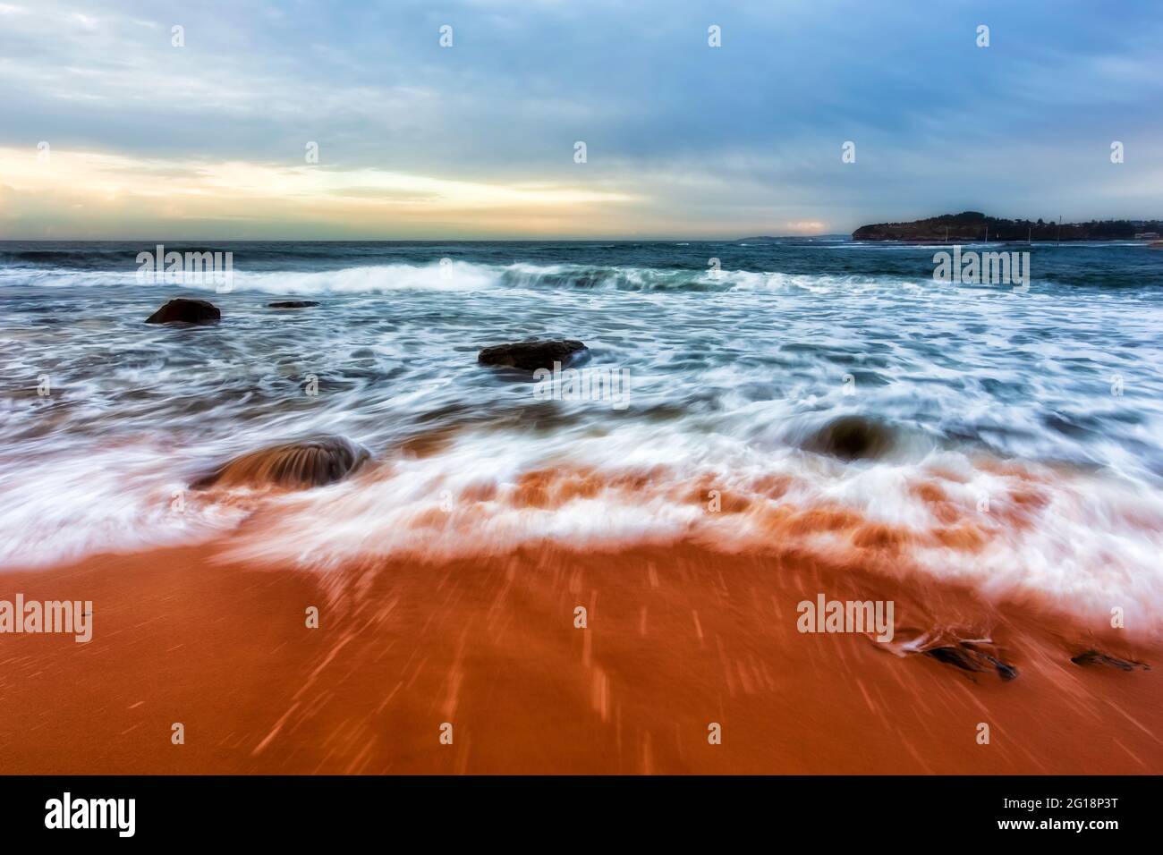 Bright sand on Mona Vale beach of Sydney Northern beaches as scenic ...