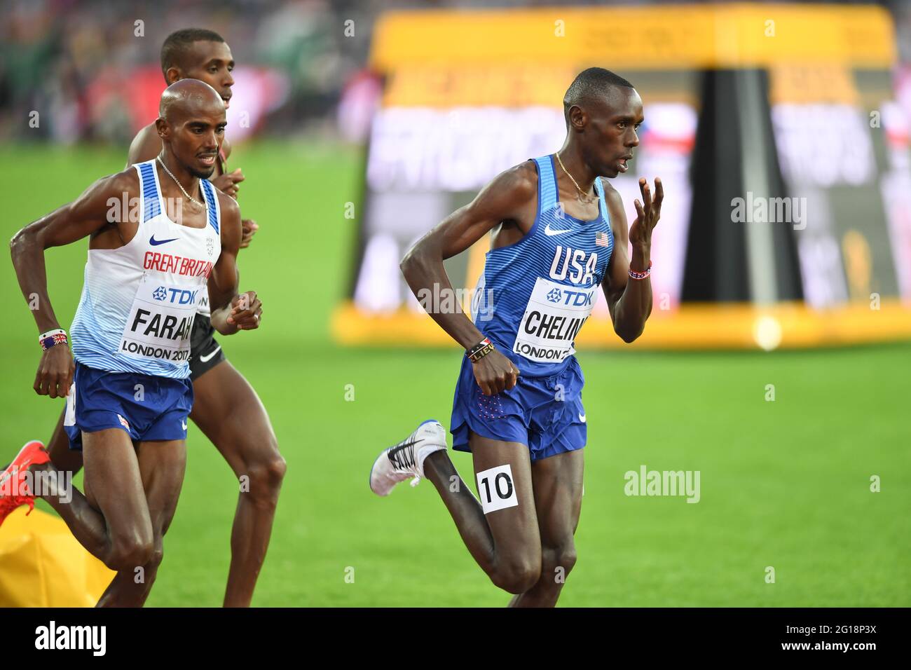 Paul Chelimo (USA, bronze medal), Mo Farah (GBR, silver medal). 5000 ...