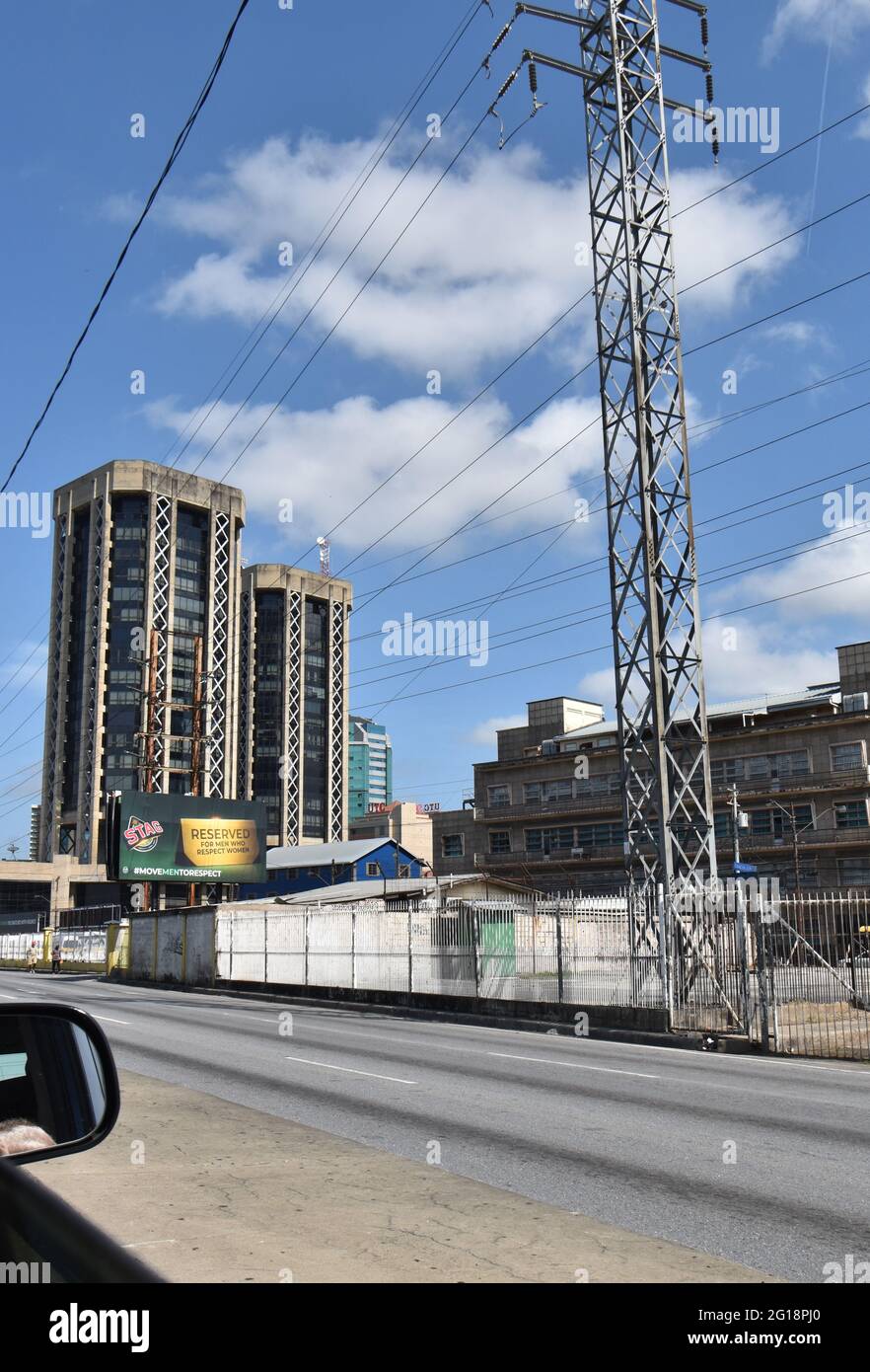 The Eric Williams Plaza also known as the twin towers. The Central Bank ...