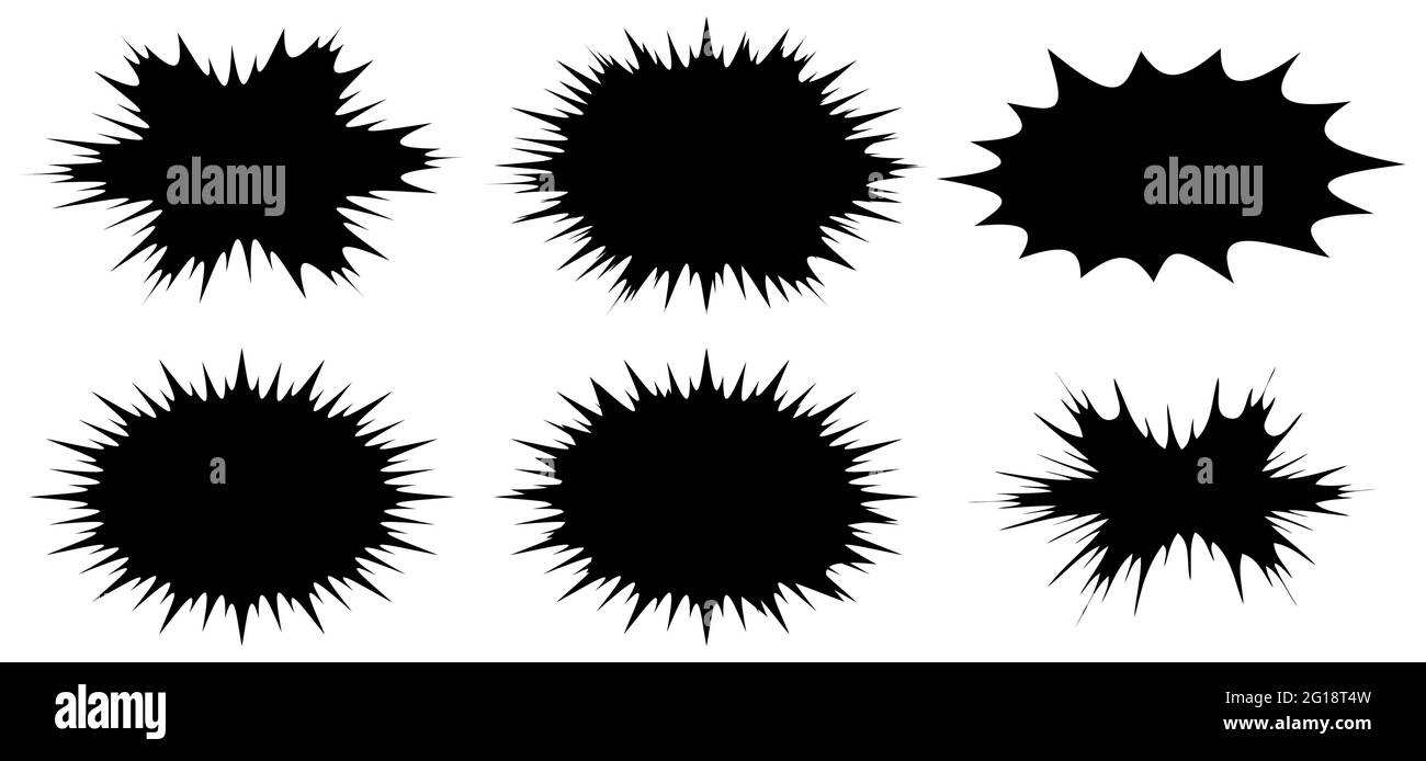 Simple black comic book style background elements set isolated on white ...