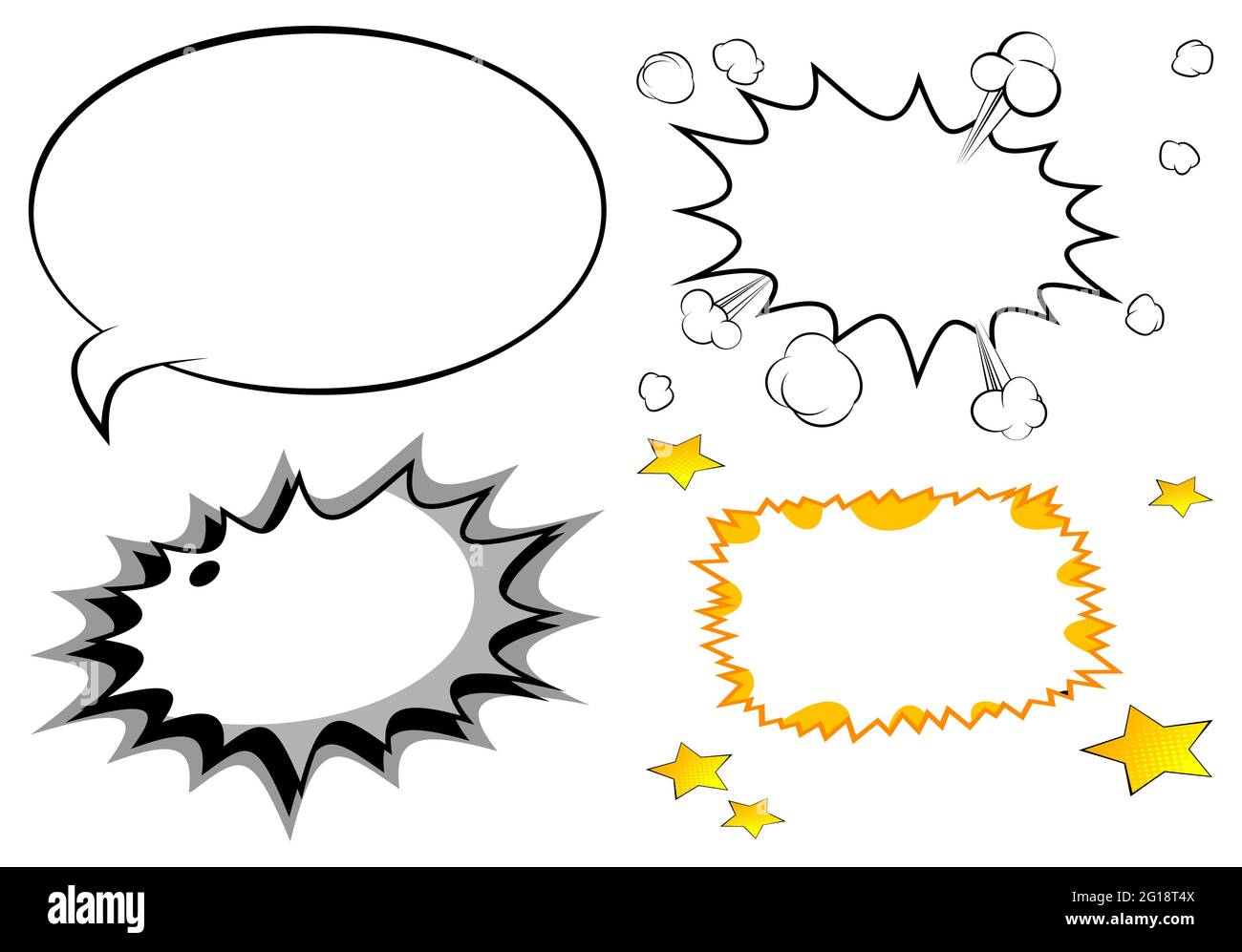 Simple black comic book style background elements set isolated on white ...
